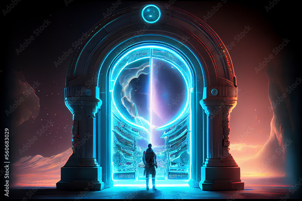 Time portal, travel through time, conceptual ai illustration Stock ...