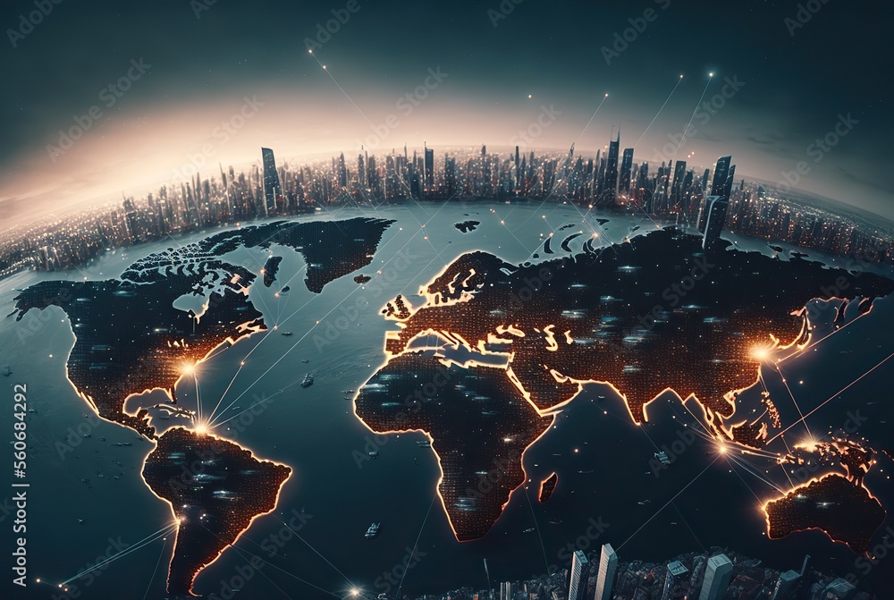 world map and globe communication concept made with generative ai Stock ...