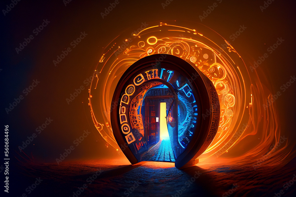 Time portal, travel through time, conceptual ai illustration Stock ...