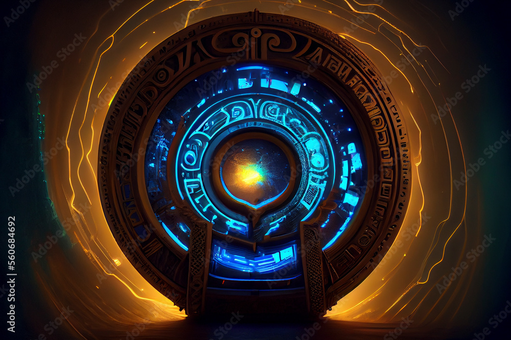 Time portal, travel through time, conceptual ai illustration Stock ...