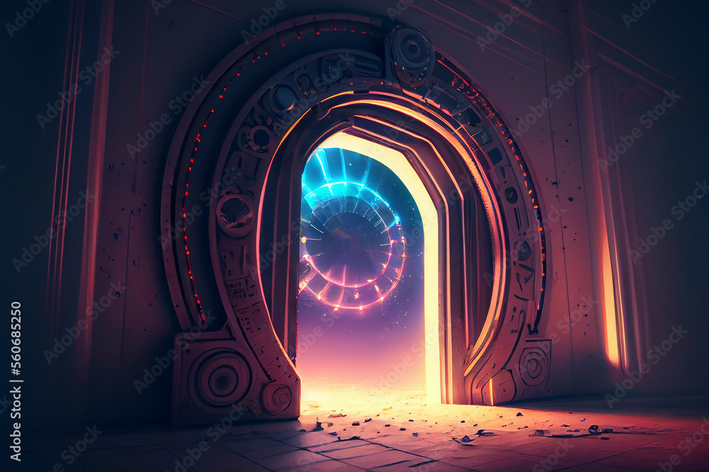 Time portal, travel through time, conceptual ai illustration Stock ...