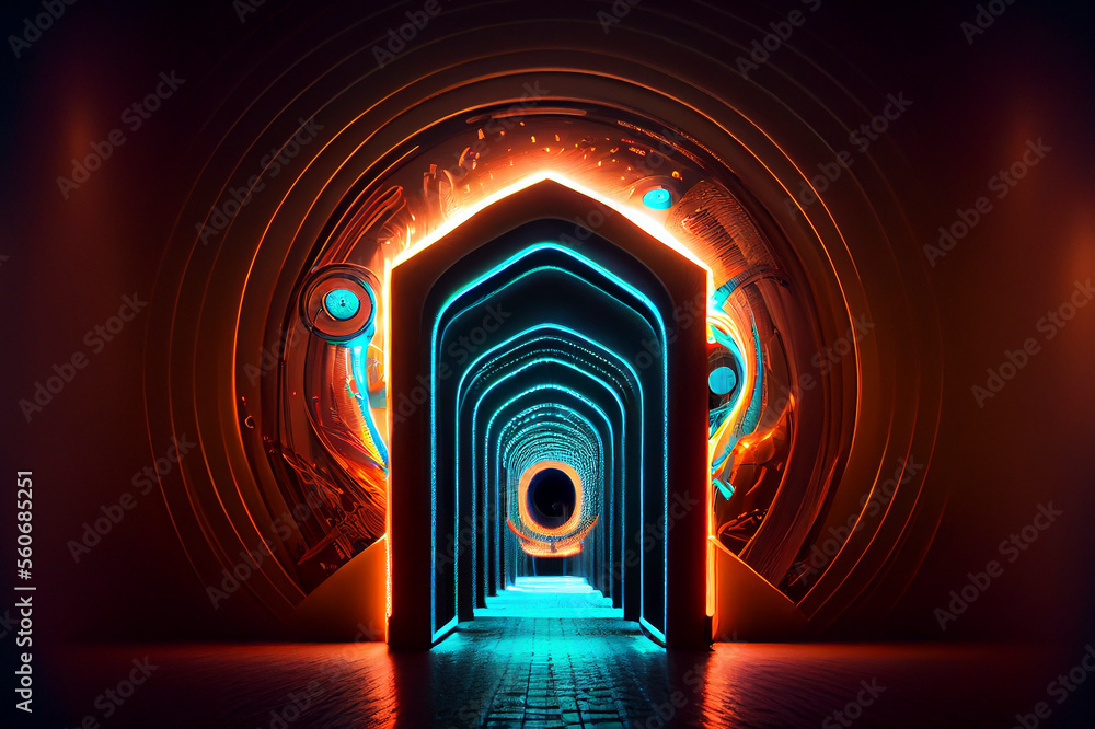 Time portal, travel through time, conceptual ai illustration Stock ...