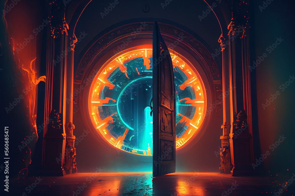 Time portal, travel through time, conceptual ai illustration Stock ...