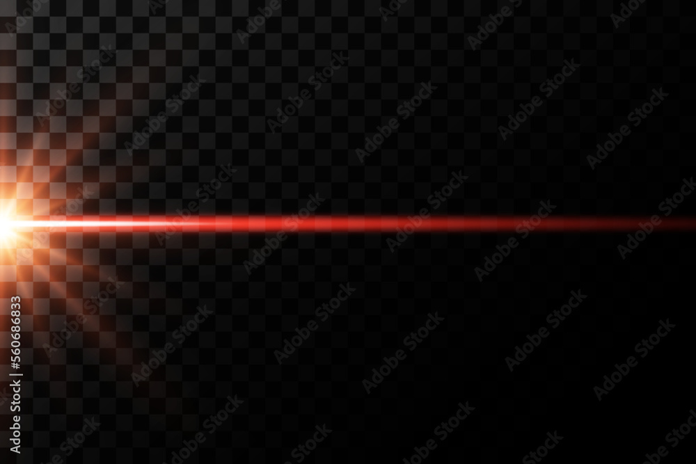 Abstract red laser beams. Isolated on transparent black background ...