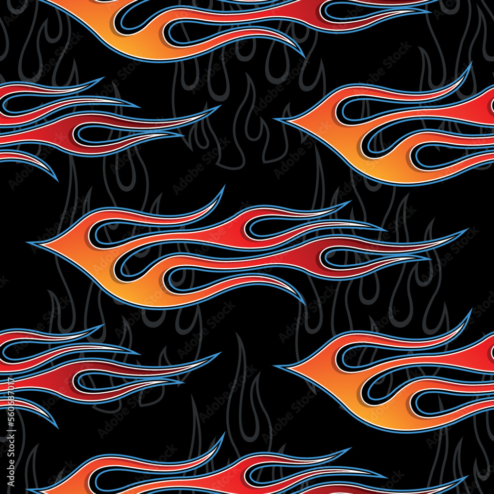 Fire flames seamless pattern vector illustration. Vector fire seamless ...