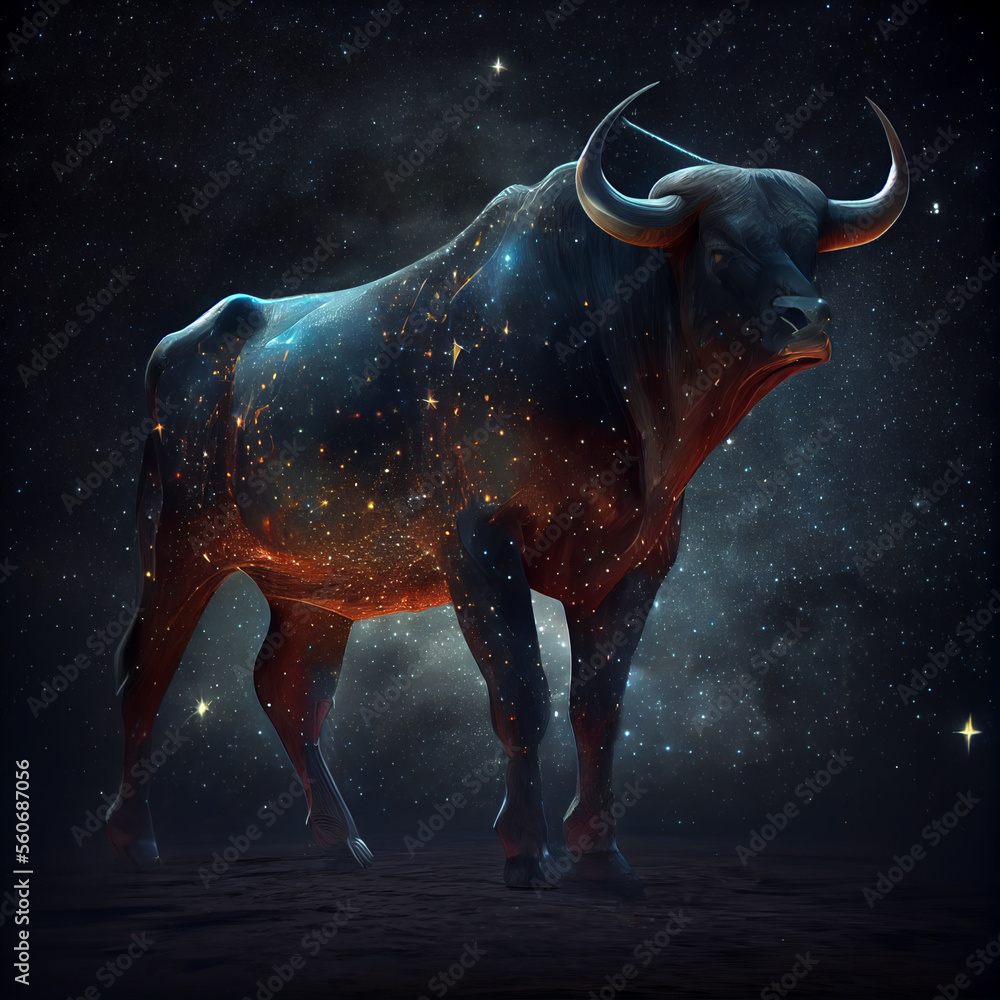 Taurus made from gold stars, Sign of the Zodiac, generative ai Stock ...