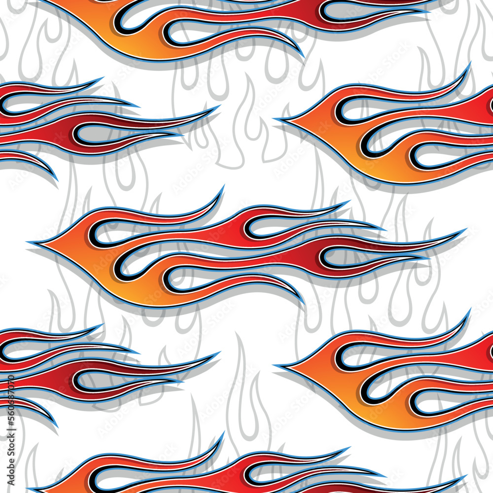 Seamless pattern vector fire flame image. Fire repeating tile ...