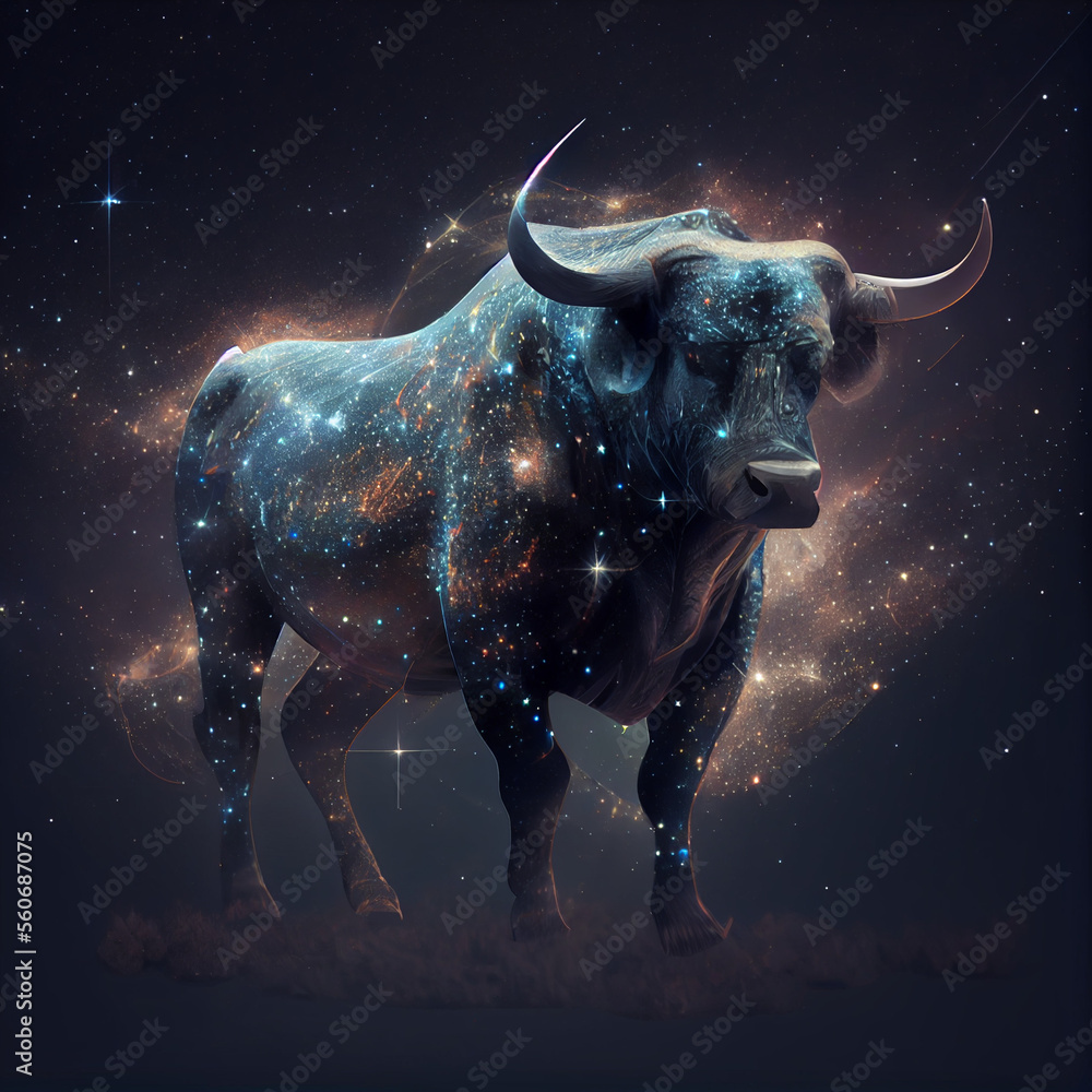 Taurus made from gold stars, Sign of the Zodiac, generative ai Stock ...