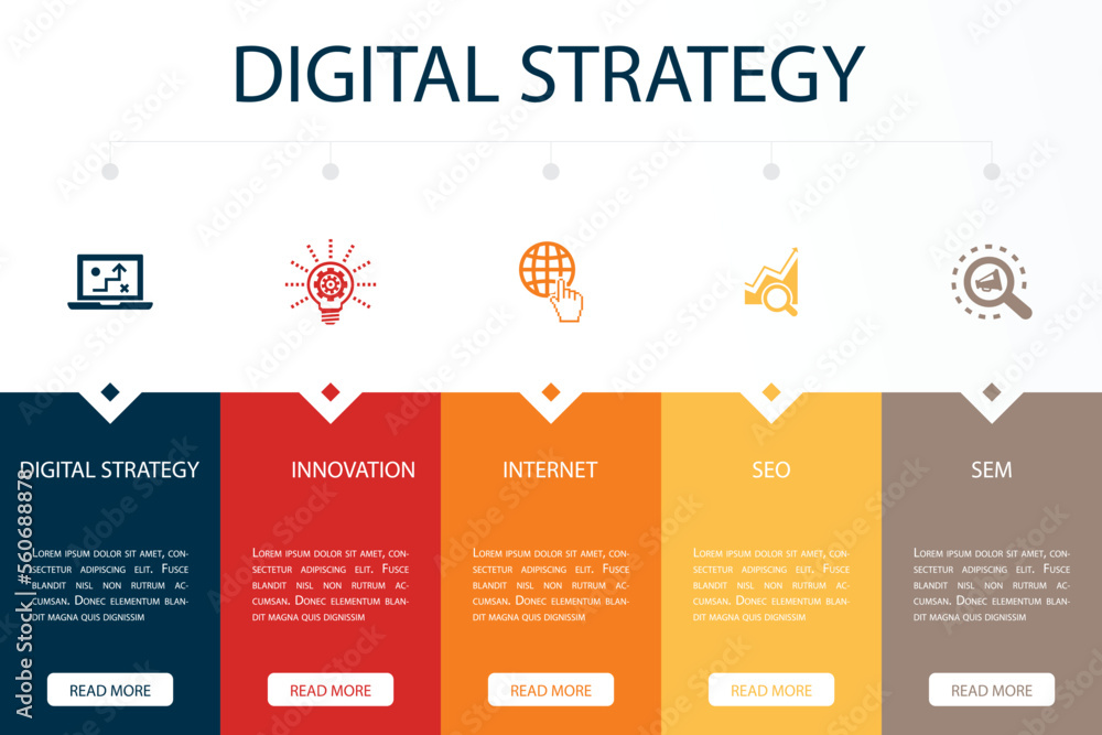 digital strategy, innovation, internet, SEO, SEM, icons Infographic ...
