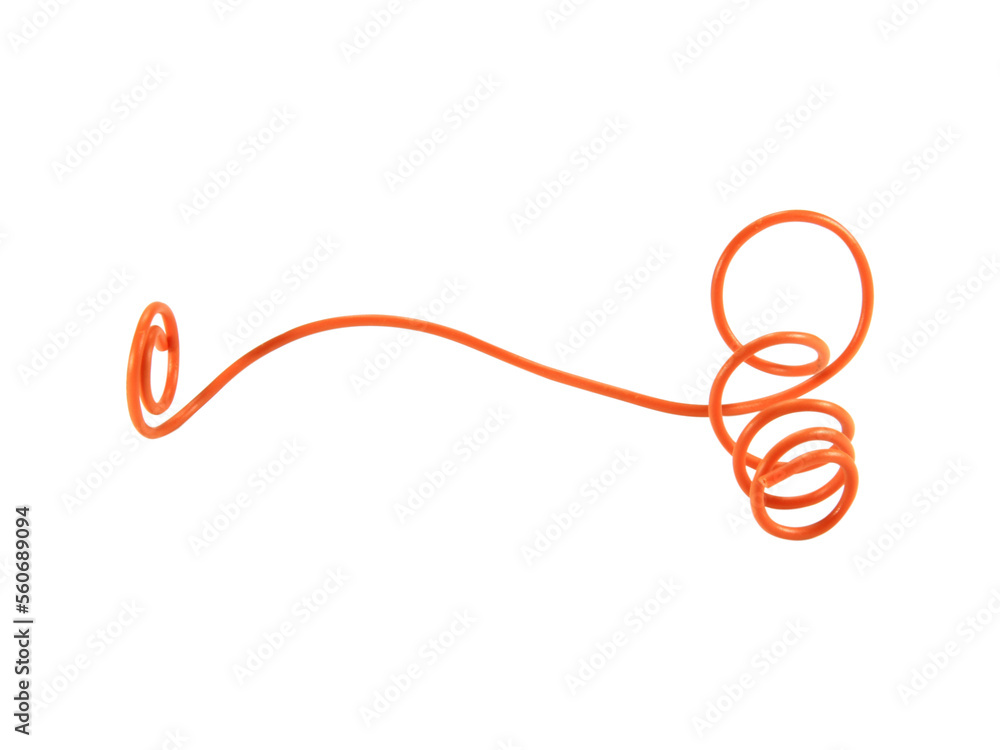 Orange wire cable of usb and adapter isolated on white background ...