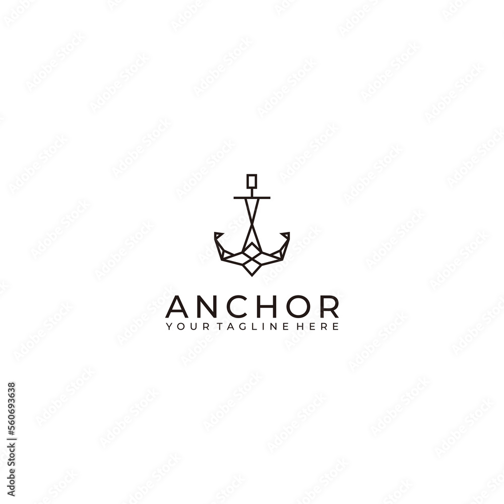 Line art anchor logo design vector template Stock Vector | Adobe Stock