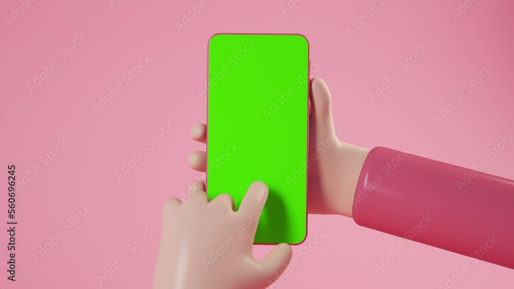 3D cartoon hands touching a mobile screen. Loop Animation. Stock Video ...