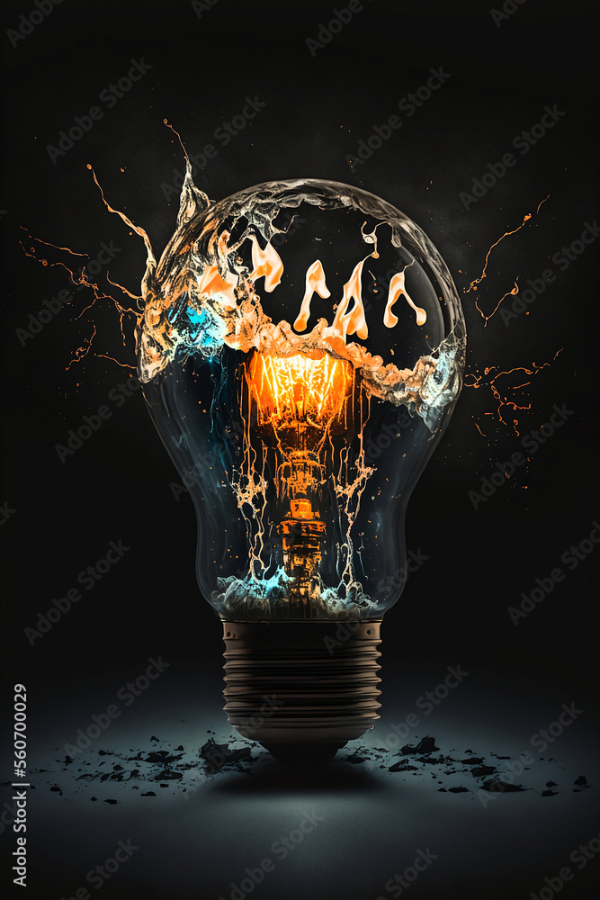 Lightbulb eureka moment with Impactful and inspiring artistic colourful ...