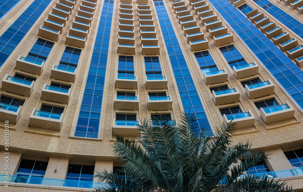 Dubai, UAE - February 14th 2022: Abstract exterior architecture facade ...