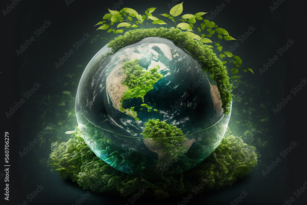 Illustration of a thriving planet Earth with a lot of greenery and foliage. Stock Illustration ...