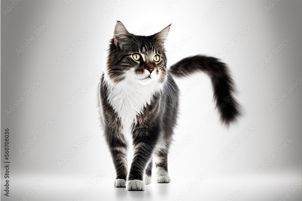 cat on white background, full body with free space, Made by AI ...