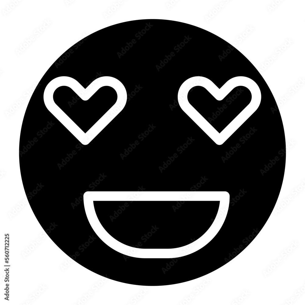emoticon love face glyph icon Stock Vector | Adobe Stock