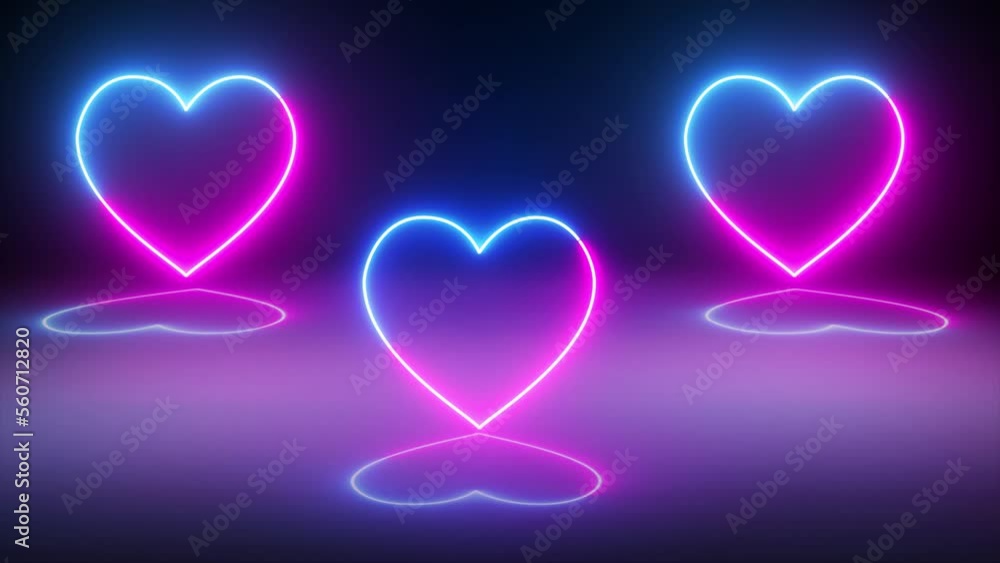 Neor Heart With Reflection Effects And Soft Cloud On The Floor ...