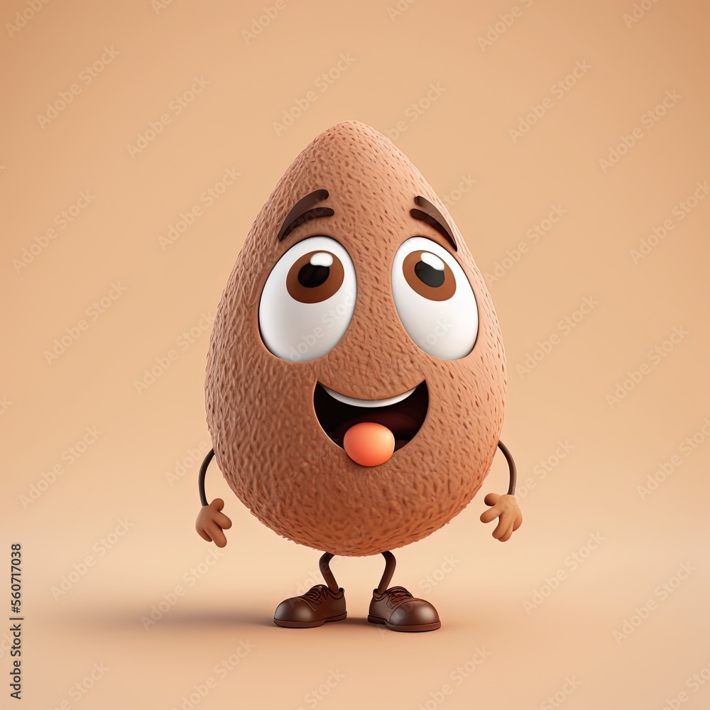 Cute Cartoon Almond Character Stock Illustration | Adobe Stock