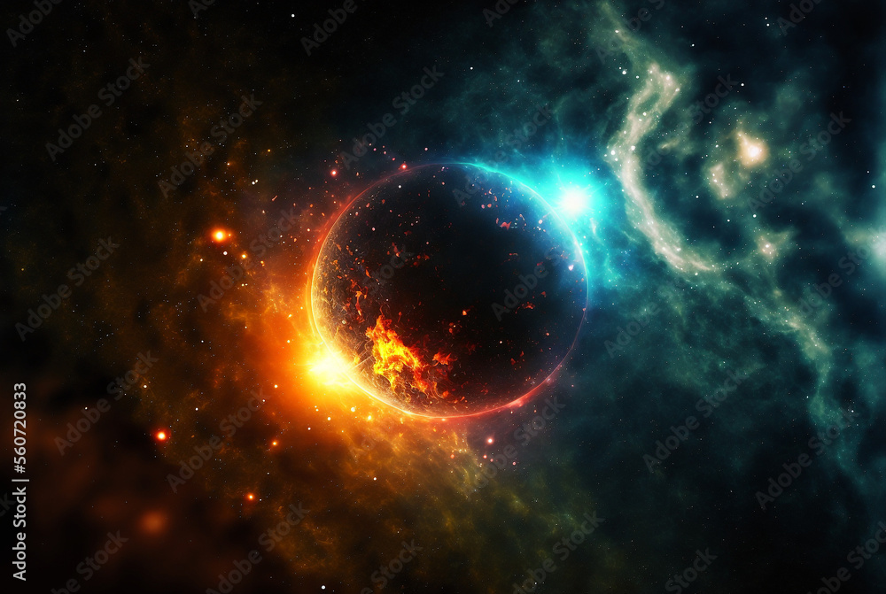 Generative ai illustration of planets and shining stars galaxy in space ...