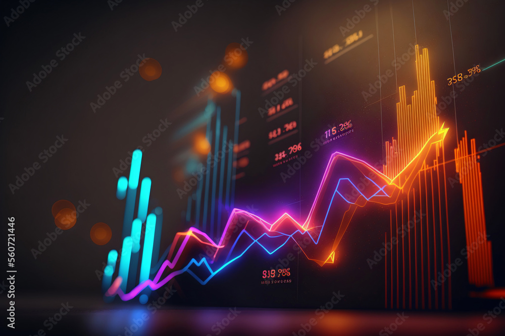 business economic charts, glowing diagram design, generative ai Stock ...