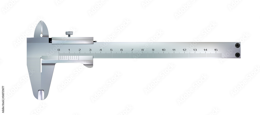 Top view Realistic calliper or caliper isolated. Photo-realistic ...