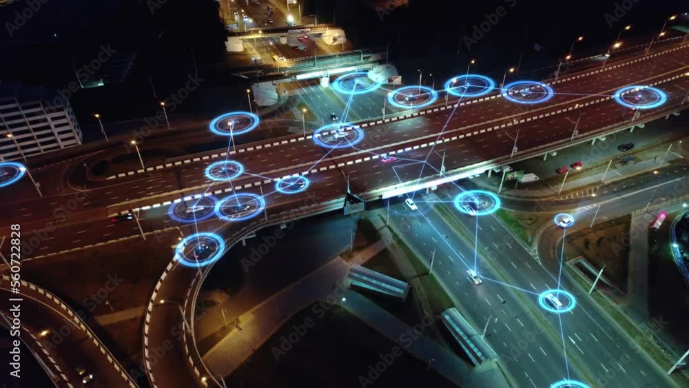 Concept of smart urban transport of the future. Driverless self-driving ...