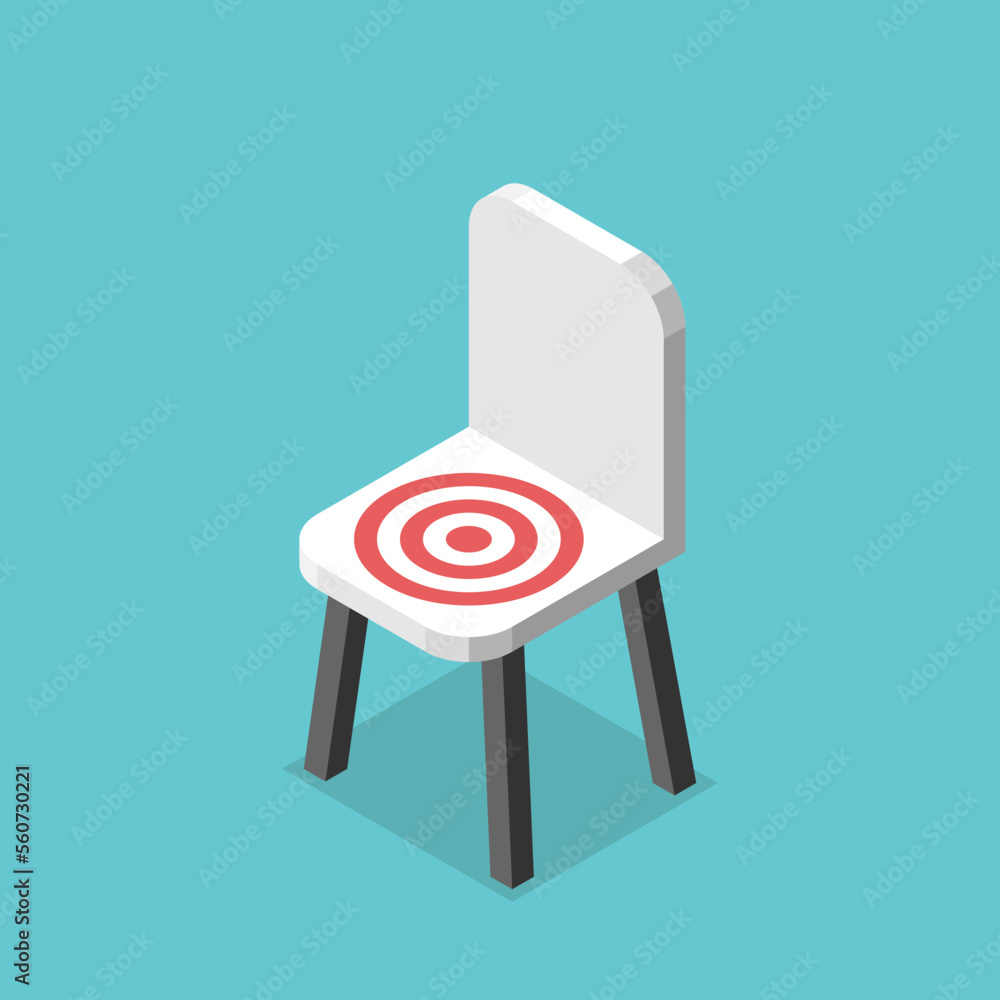 Isometric chair, vacant seat with target. Vacancy, job search, position ...