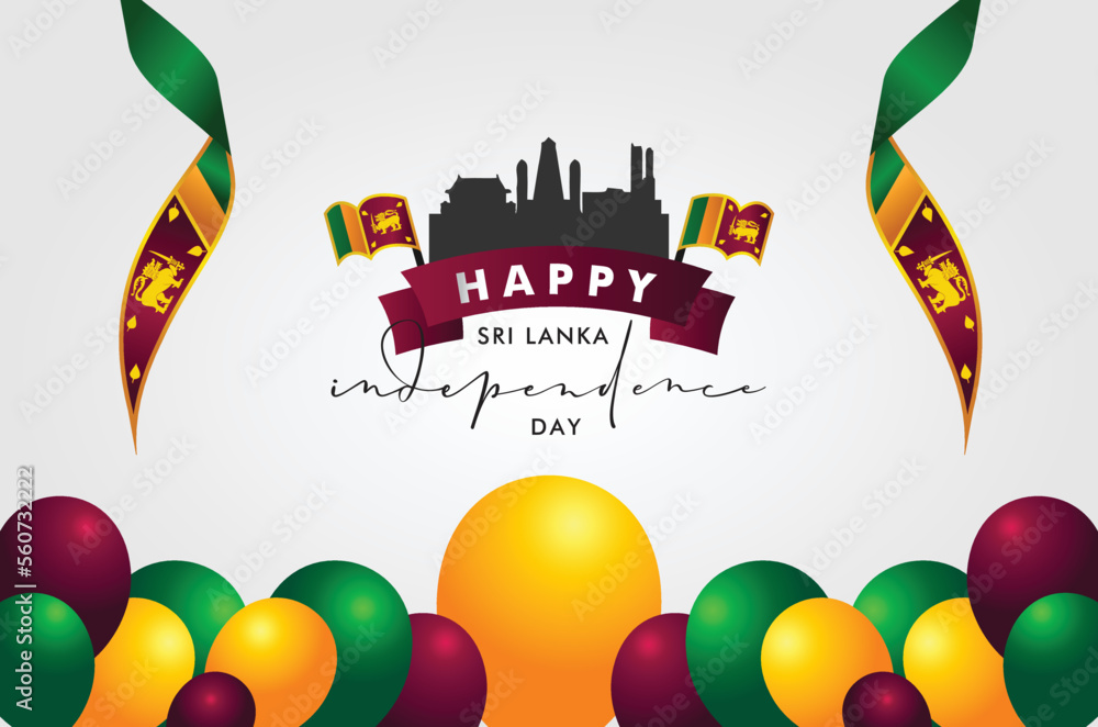 Sri Lanka Independence Day Background With Elegant Ribbon Stock Vector ...