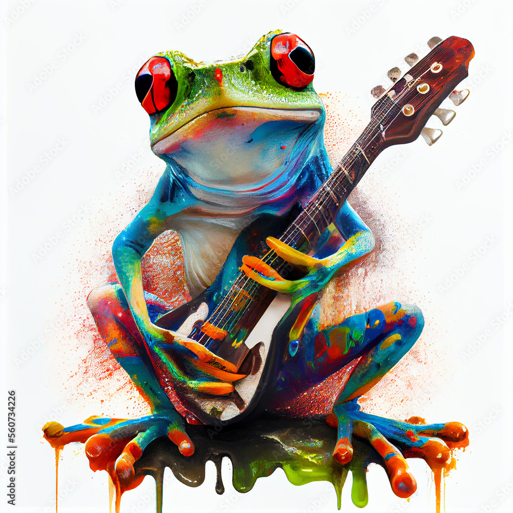 Isolated frog with guitar. Generative AI.. Stock Illustration | Adobe Stock
