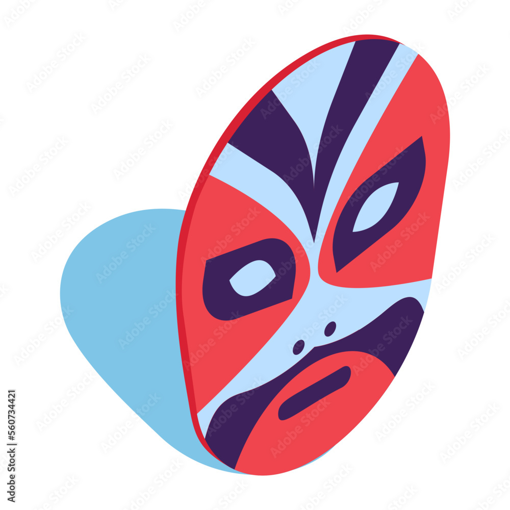 Peking Opera Mask isometric Concept Vector Color Icon Design ...