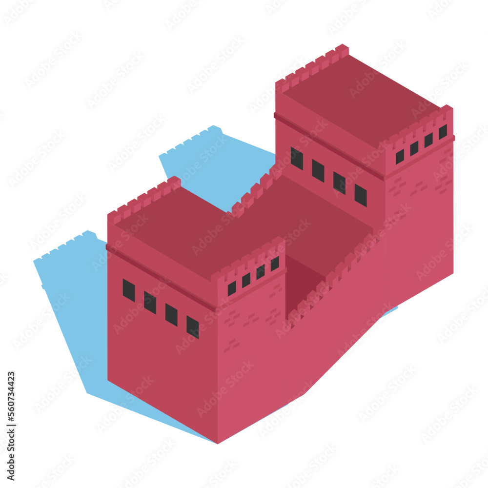 The Great Wall of China isometric Concept Vector Color Icon Design ...