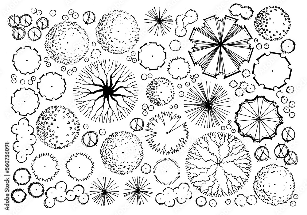 Landscape elements symbols design for backyard, country house or garden ...