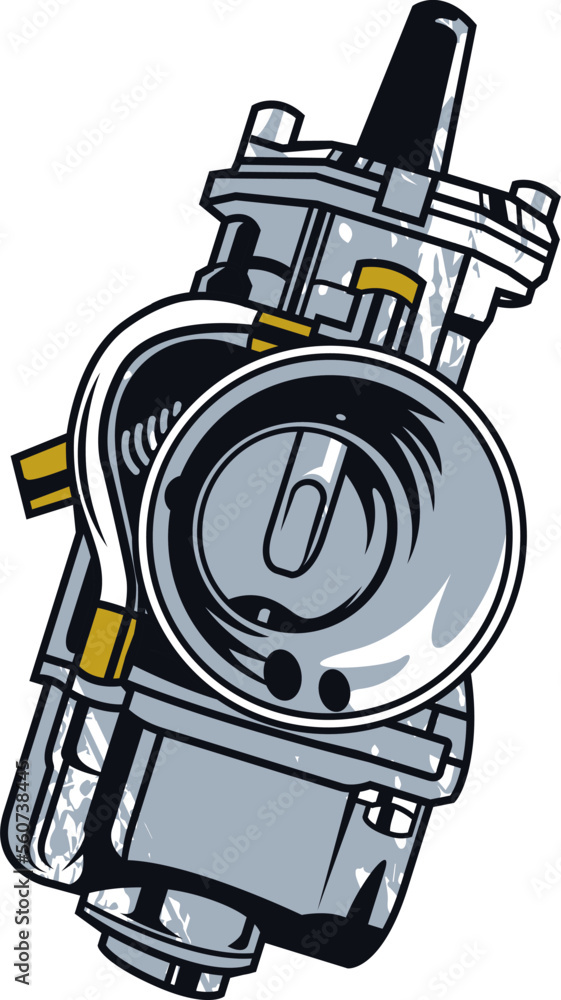 motorcycle carburetor spare parts vector digital illustration vintage ...
