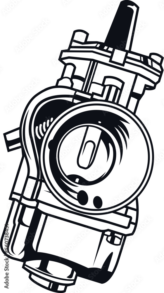 motorcycle carburetor spare parts vector digital illustration vintage ...