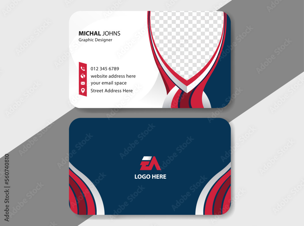 Sports style business card design. Creative business card with red and ...