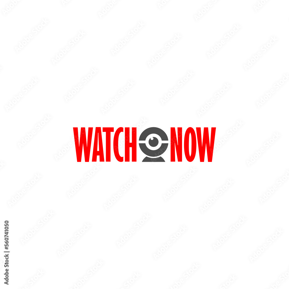 Watch now button icon. Watch video banner isolated on white background ...