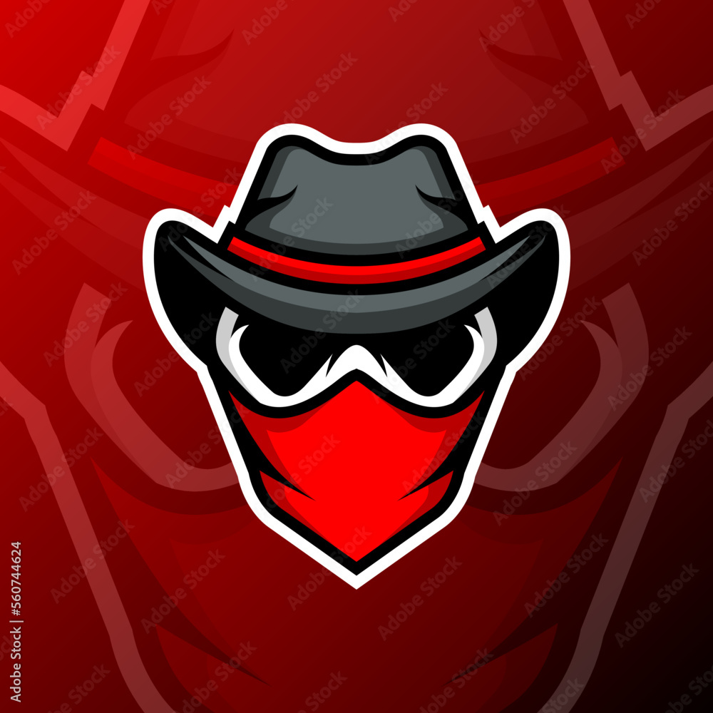 vector graphics illustration of a cowboy skull in esport logo style ...