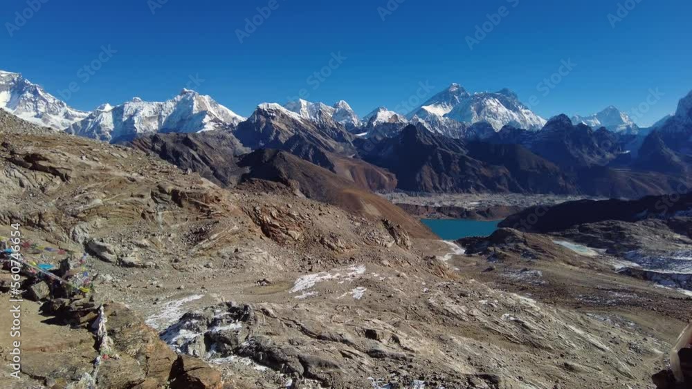 Renjo La, Nepal: 180 degrees panoramic view from the top of the Renjo ...