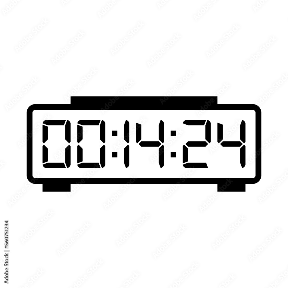 LED digital clock number isolated. Electronic figures for counter or ...