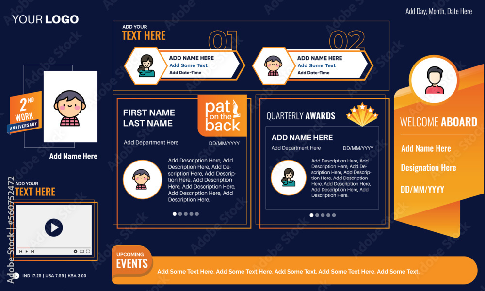 Vetor De Monthly Infographic Team Dashboard Showing Key Performance Indicators Company