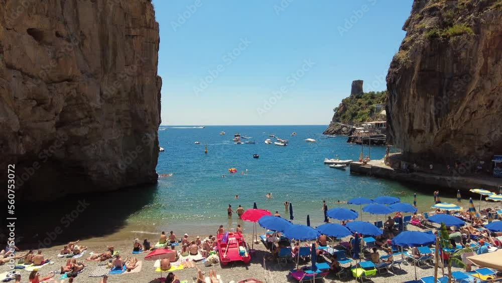 Summer beach crowded people vacation sea travel. Characteristic beach ...