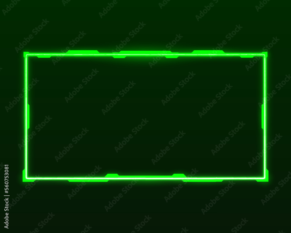 Futuristic interface green neon stream overlay glowing screen border ...