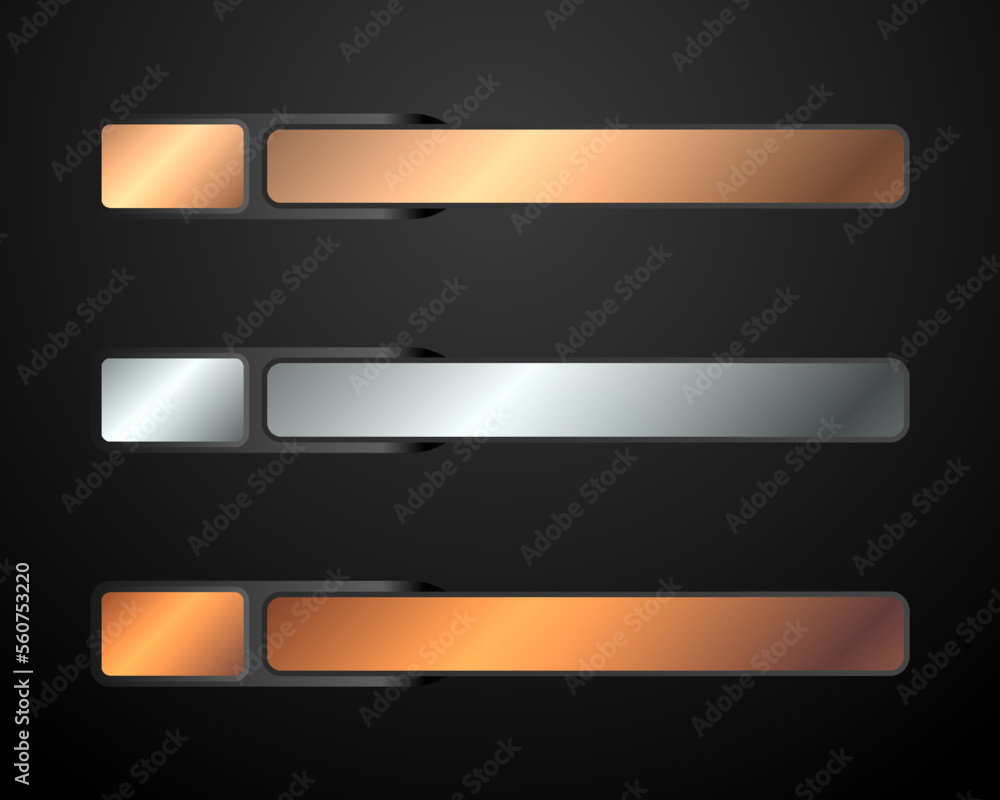 Abstract gold, silver and bronze lower third banner buttons for video ...