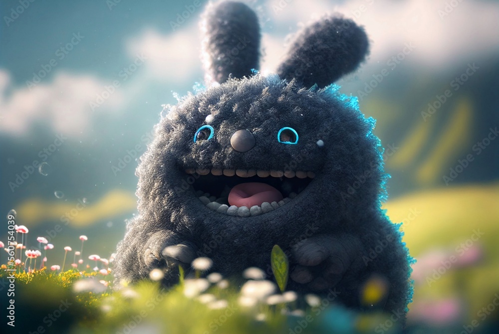 Big rabbit. Laughing black cartoon rabbit. Hilarious rabbit. Generated ...