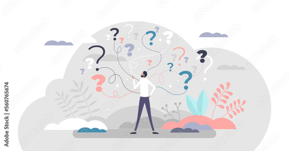 Business decision making doubt about options confusion tiny person ...