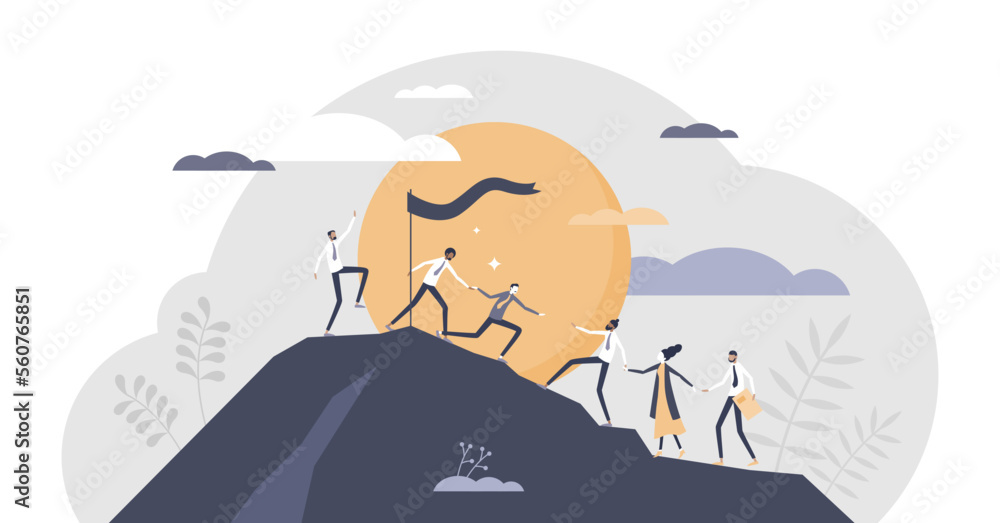 Teamwork partnership with business team assistance help tiny persons ...