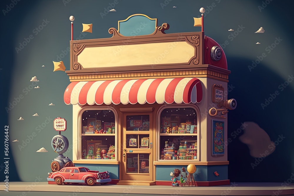cartoon window display for a toy business. Generative AI Stock ...