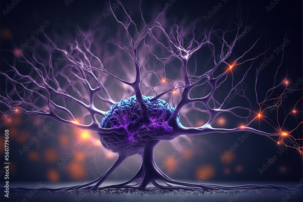 a brain tree with a lot of branches and lights in it's center, with a ...