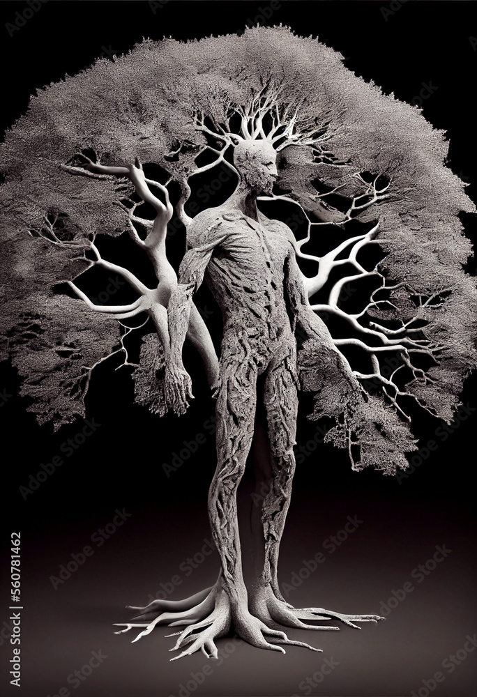 Generative AI abstract render of a humanoid fantasy tree Stock ...